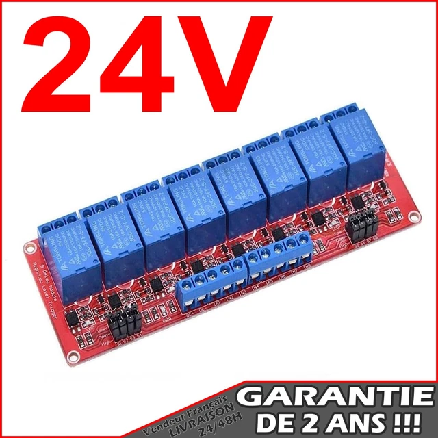 MODULE 8 RELAIS 24V 8 Canal High + Low Haut Bas Arduino Raspberry (1104 ...