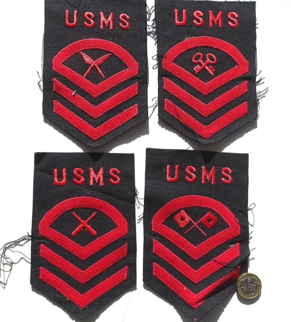 WWII USMS UNITED States Marine Service Maritime Red Felt Shoulder ...