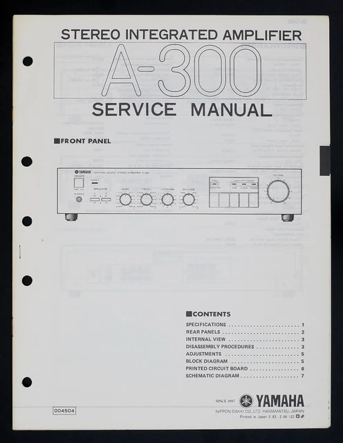 MANUALE DI SERVIZIO processore digitale originale Yamaha DSP-E300/Diagramma/Elenco parti 140 EUR ...