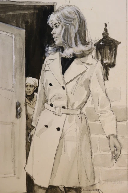 1967 DESSIN ORIGINAL Mark Miller Aquarelle Gouache Roman-Photo Painting ...