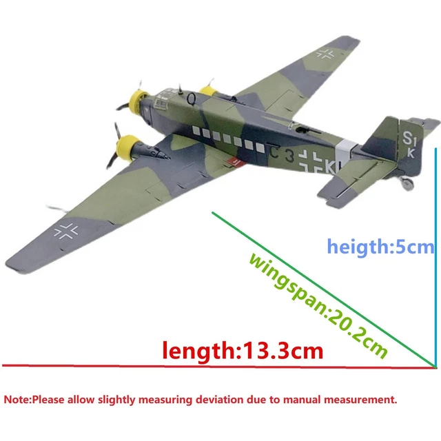 1/144 SCALE GERMAN Luftwaffe Junkers Ju52 Transport Plane Metal ...