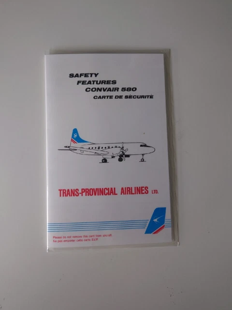 TRANS-PROVINCIAL AIRLINES LTD Convair 580 Safety Card £11.85 - PicClick UK
