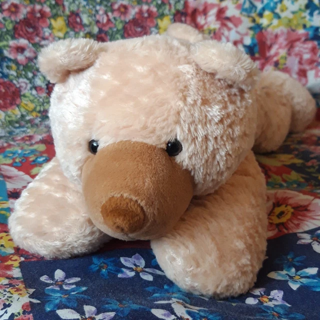 MOTHERCARE 15& VINTAGE Laying Golden Brown Bear Floppy Soft Toy ...