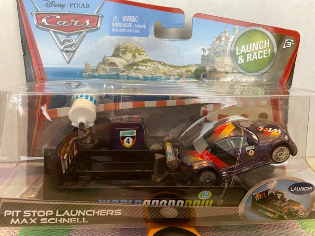 MATTEL DISNEY PIXAR Cars 2 Launch & Race Pit Stop Launchers Max Schnell ...