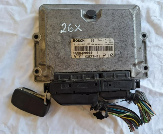 FIAT CITROEN PEUGEOT ENGINE CONTROL UNIT ECU with KEY 0281012597 ...
