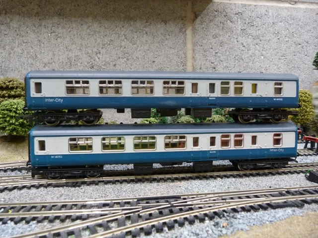 HORNBY BR INTER city blue grey brake coaches x 2 for OO gauge model ...