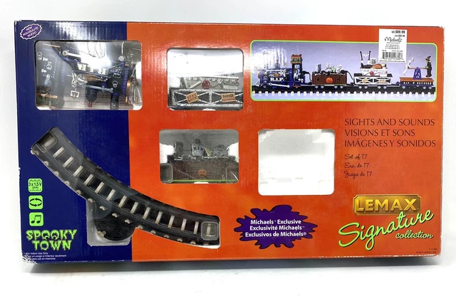 LEMAX SPOOKY TOWN R.I.P Railroad 14380 Train Set W/ Track Halloween ...