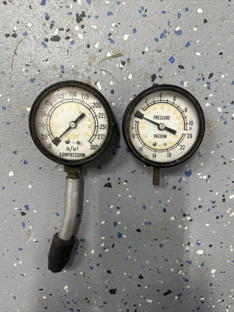 VINTAGE ENGINE COMPRESSION Tester Gauge 0-300 Psi Steampunk USA Great ...