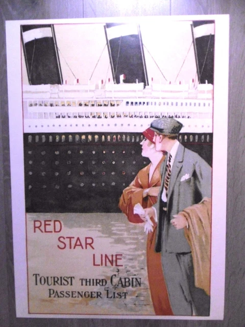 AFFICHE RED STAR LINE recent reprint 50 x 70 cm Paquebot Lapland Liner ...