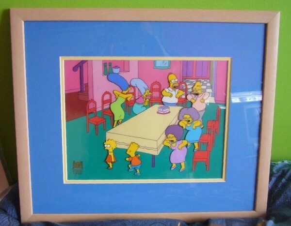 THE SIMPSONS ORIGINAL Animation Cel! Rare Whole Family Except Maggie. £ ...