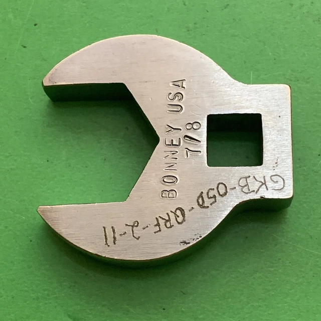 BONNEY TOOLS MADE in USA 3/8" Drive SAE Size 7/8" Crowfoot Wrench Model ...