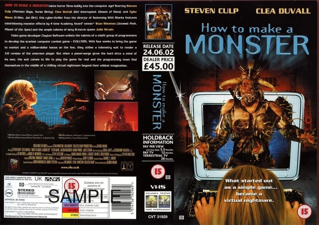 HOW TO MAKE A Monster, Horror, VHS Promo Sample Sleeve/Cover #8114 £1. ...