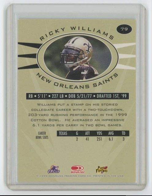 1999 DONRUSS PREFERRED QBC Ricky Williams. Saints de la Nouvelle ...