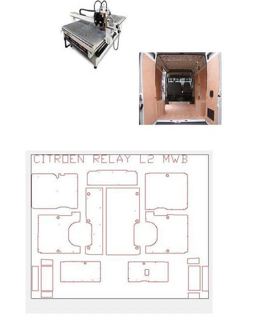 FORD CONNECT LWB 2003>2013 Old Shape ply lining kit DXF file £45.00 ...