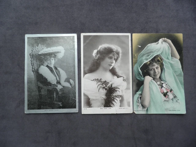 3 VERY OLD Postcards of Miss Mabel Love Actress of Golden Age of British Theatre £2.99 - PicClick UK