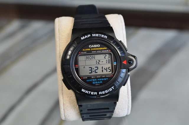 NOS CASIO MAP-100 Map Meter Vintage Digital Watch Japan Temp Ts Bm Bp ...