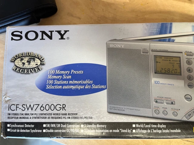 SONY ICF-SW7600GR PORTABLE FM/SW/MW/LW PLL Synthesized World Radio ...
