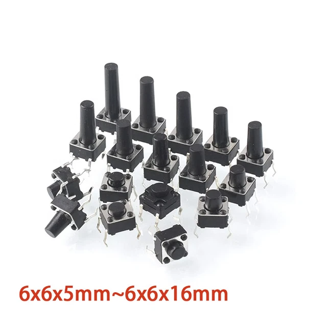 MIKROTASTER DRUCKTASTER MINI-TASTER 6x6x4.3/4.5/5/6~16mm 4 Pin DC12V 0 ...