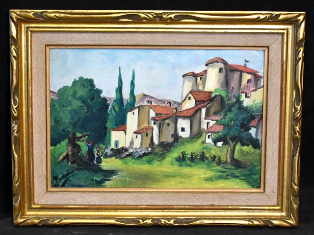 TABLEAU ANCIEN HUILE paysage animé Provence cueillette signé XXème EUR 1,00 - PicClick FR