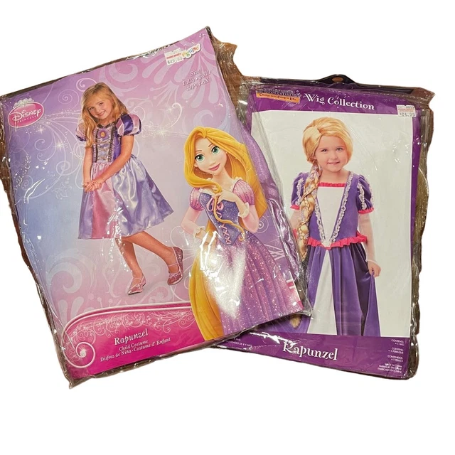 DISNEY PRINCESS costume TANGLED RAPUNZEL dress up with blonde wig ...