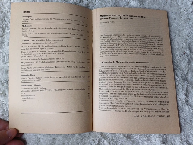 DDR UNTERRICHTSHILFEN LEHRER Studium Mathematik in der Schule Klasse 1 ...