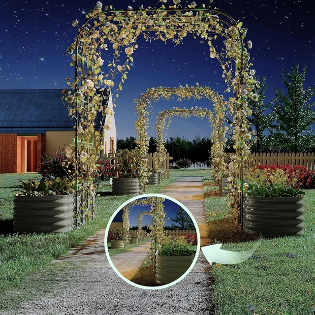 VERTICAL RAISED GARDEN Bed w 96in Arched Trellis,Expandable,Rust ...