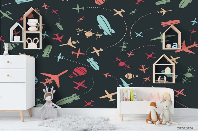 3D CARTOON COLOR Airplane Wallpaper Wall Murals Removable Wallpaper 205 ...