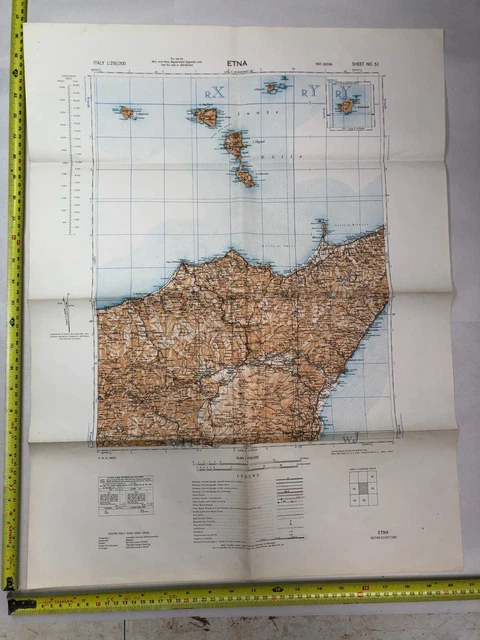 ORIGINAL WW2 BRITISH Army / RAF Map - Italy - ETNA £16.00 - PicClick UK