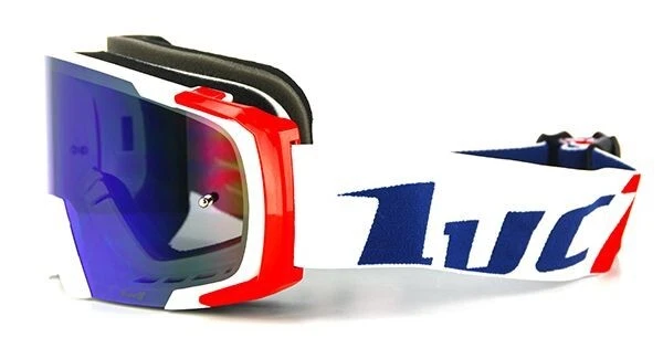 MASQUE CROSS LUCKY - TEAM LUC1 - Blanc/Rouge - Ecran iridium Bleu ...