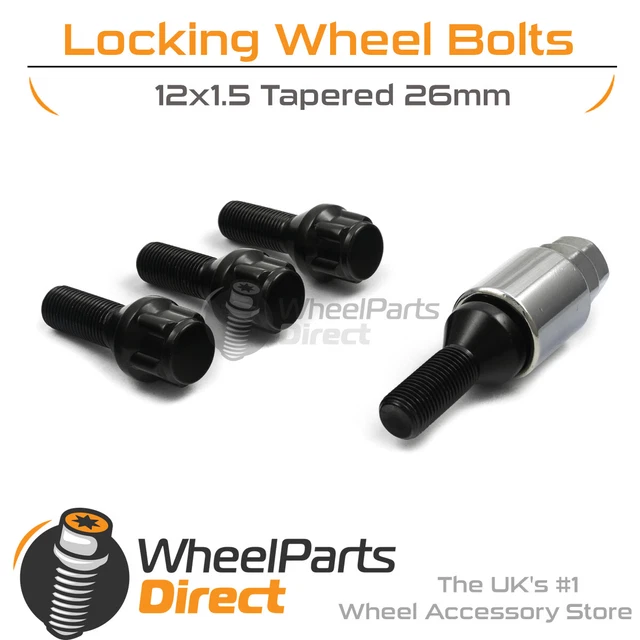 BLACK 12X1.5 LOCK Bolts for Mini Hatch [R50/R53] 01-06 on Aftermarket ...