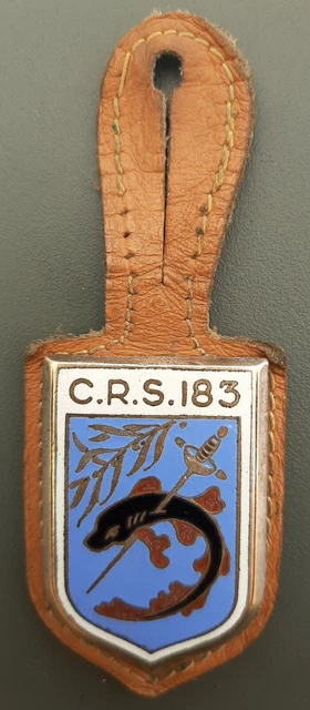 INSIGNE CRS 183 Ollioules Toulon 1954 sur son cuir ORIGINAL Police ...