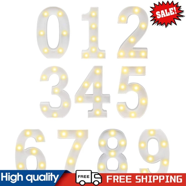 BATTERY POWERED DIGITAL Number LED Symbol Sign Lamp Home Decoration ...