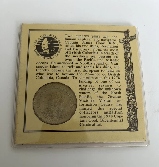 CAPTAIN JAMES COOK Bicentennial Commerative Medallion 1778-1978 $8.00 ...