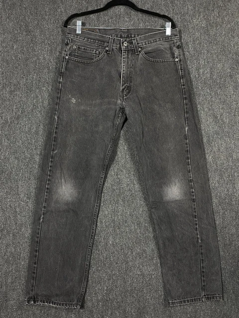 LEVI'S 505 MENS Regular Fit Jeans Dark Grey W34 L32 Straight Leg Zip ...