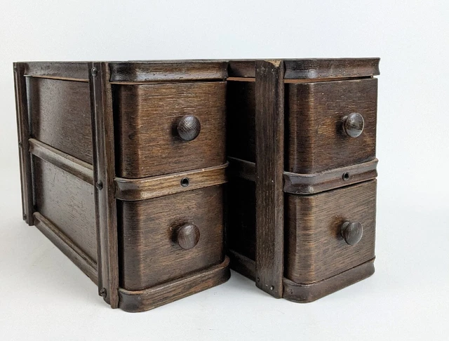 ANTIQUE SINGER TREADLE Sewing Machine Wood Cabinet Drawers Double Frame ...