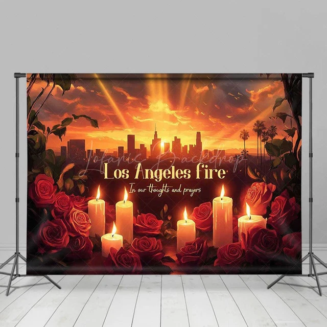 LOFARIS SUNSET CITY Red Rose Candle Los Angeles Fire Backdrop $37.79 ...