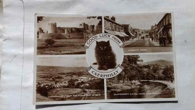 VINTAGE POSTCARD,REAL PHOTO,CARDIFF Road,Castle,life,Caerphilly,1940s ...