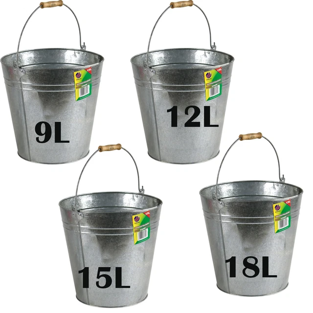 HEAVY DUTY GALVANISED Metal Bucket Handle Plant Pot Coal Planter Strong ...
