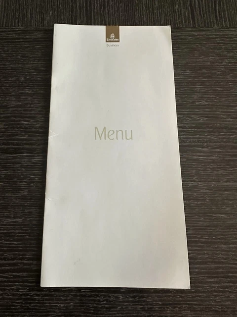 EMIRATES BUSINESS CLASS Menu. Newcastle To Dubai Route £2.80 - PicClick UK