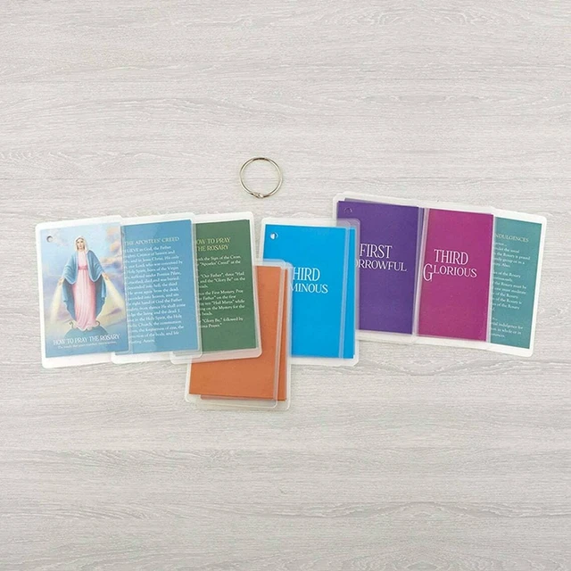 HOW TO PRAY the Rosary Laminated Prayer Cards-27 Cards - Removable Ring ...