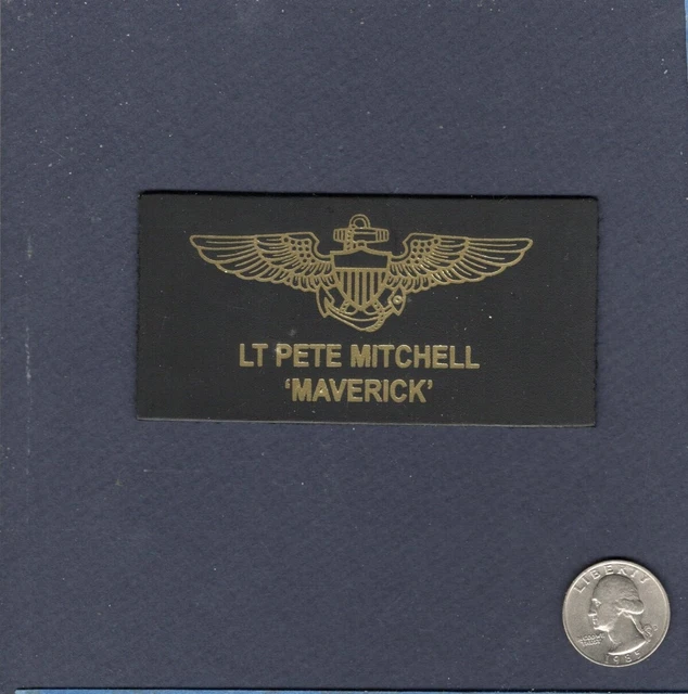 LT PETE MAVERICK Mitchell TOP GUN Movie Costume Leather Name Tag ...