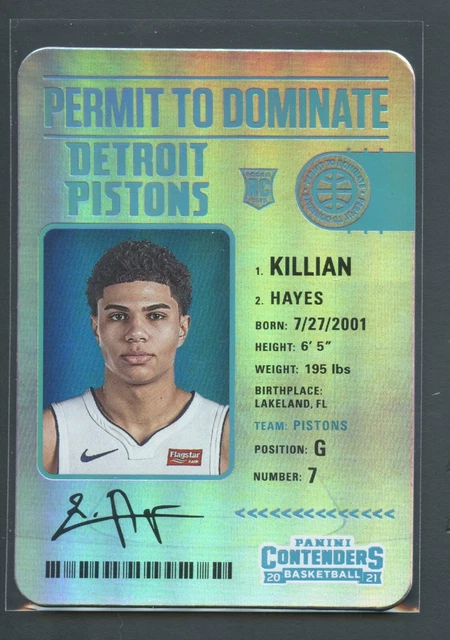 KILLIAN HAYES RC Permit to Dominate Contenders Case Hit Rookie Holo #1 ...