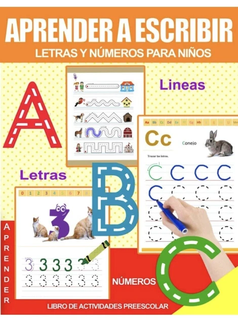 APRENDER A ESCRIBIR Letras Y Números Para Niños: Libro De Actividades ...