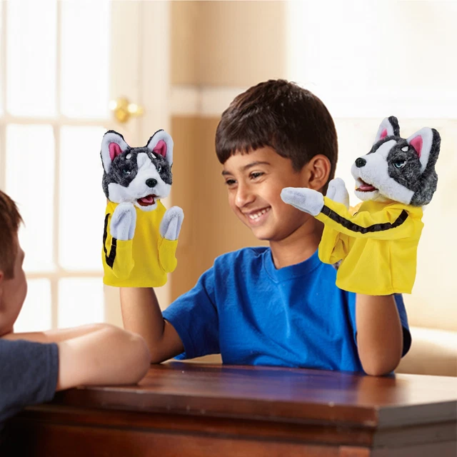 HUSKY DOG PLUSH Animal Boxing Interactive Hand Puppet Toy Glove ...