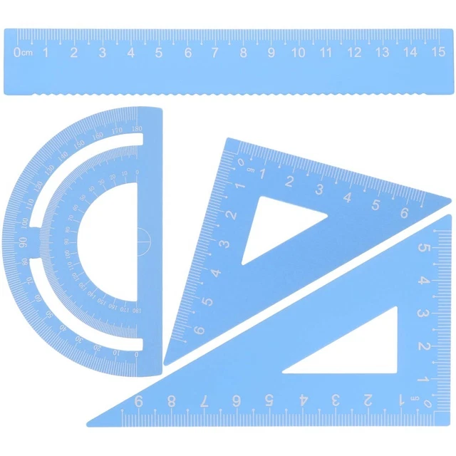 4PCS ALUMINUM ALLOY Ruler Math Geometry Tool Office Scale Ruler ...