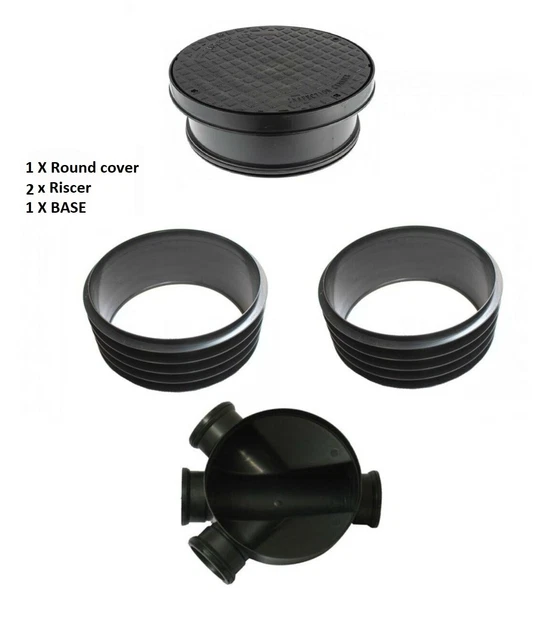 320MM MANHOLE INSPECTION Chamber Manhole - Base, 2 Riser, Round Cover ...