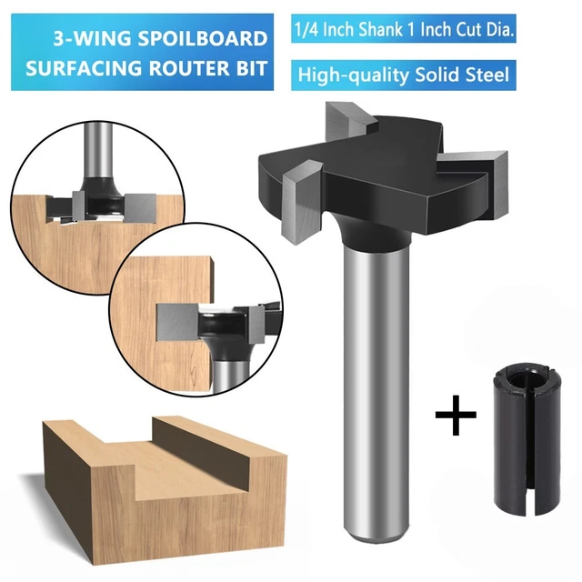 1/4& SHANK 3 Wings CNC Spoilboard Surfacing Slab Flattening Router ...