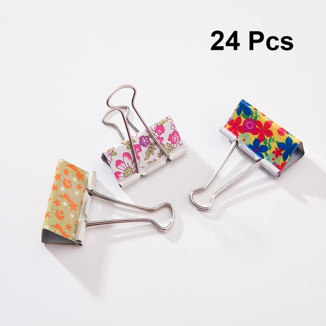 24 PCS BINDER Clips Decorative Big Paper for Office Folders Medium and ...