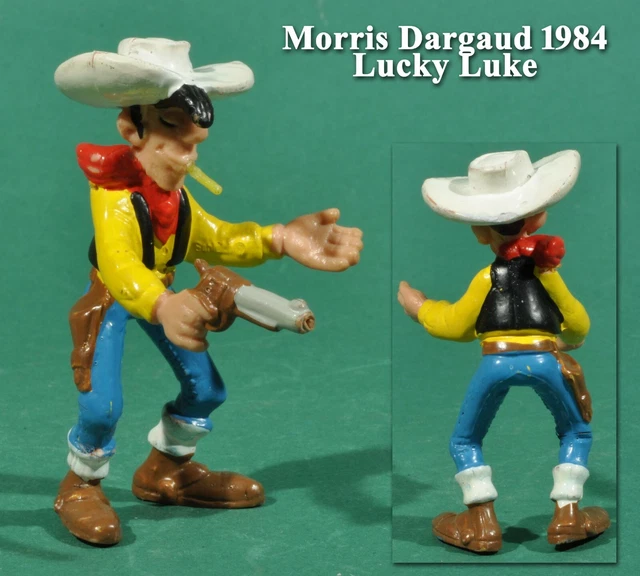MORRIS DARGAUD 1984, Lucky Luke avec revolver et paille, PVC hauteur 65 ...