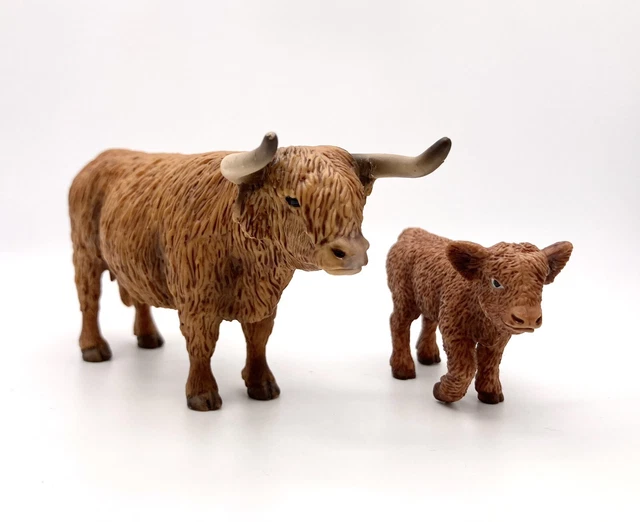 SCHLEICH COW AND Calf Scottish Highland Cattle Retired D73527 Made in ...
